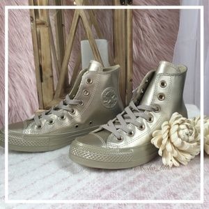 Converse | Shoes | Converse Metallic Gold Canvas Hightops New | Poshmark